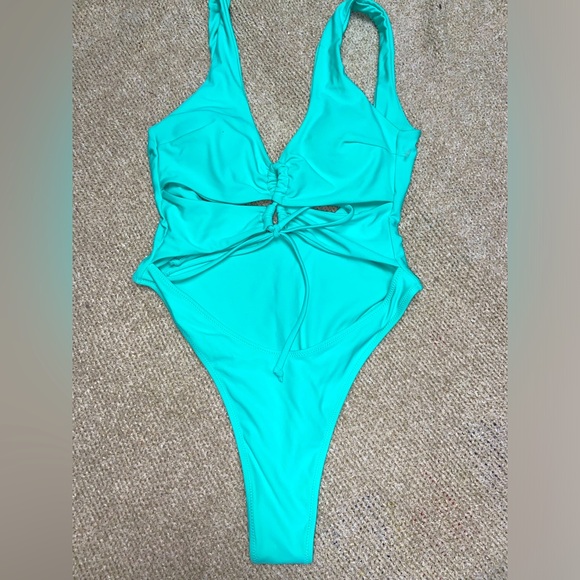 Swim | One Piece Cut Out Adjustable Tiffany Blue Swim Suit | Poshmark